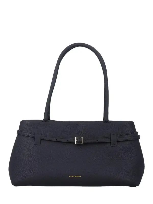Manu Atelier Le Cambon East West Grained Calfskin Shoulder Bag - Black