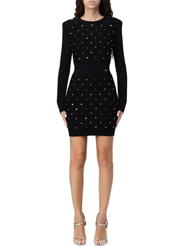Elisabetta Franchi Embellished Knit Dress - Black