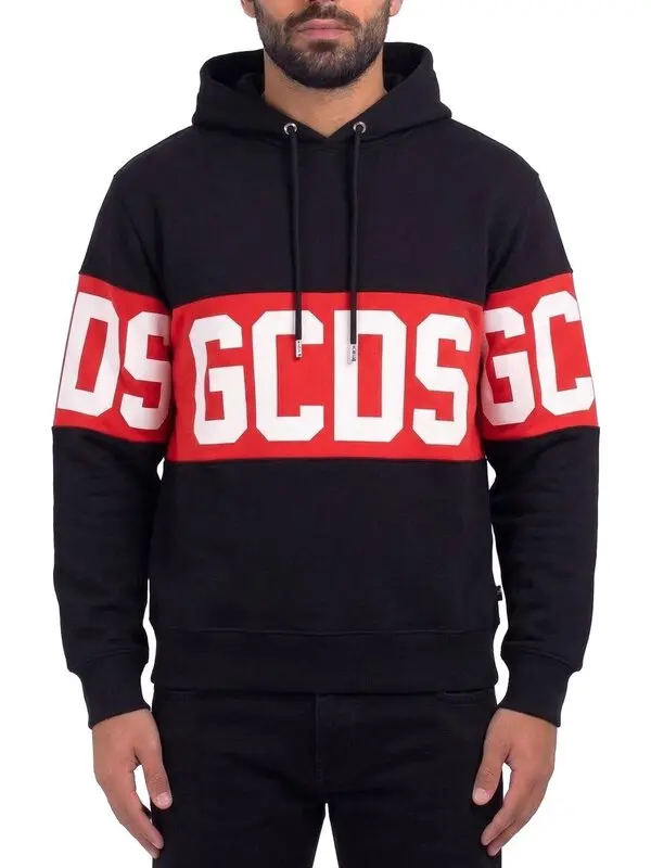 Gcds Cotton Hoodie With Logo - Black