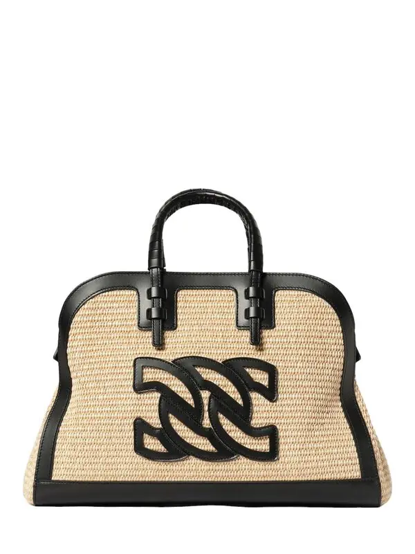 Casadei Raffia And Calf Leather Tote Bag - Multicolor