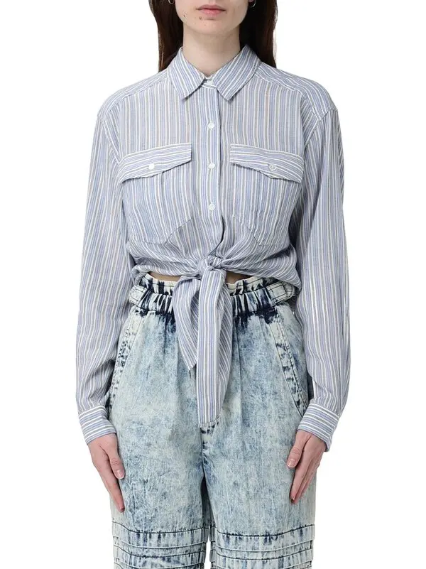 Isabel Marant Étoile Striped Shirt With Front Tie Detail - Gnawed Blue