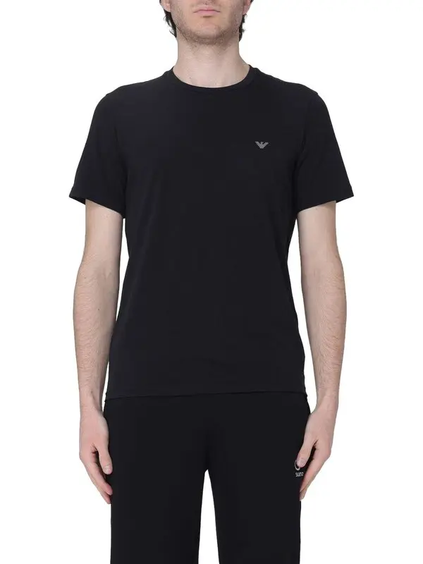 Emporio Armani Set Of 2 T-shirts In Cotton Jersey - Black
