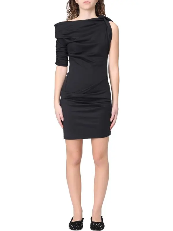 Jacquemus Asymmetrical Ruched Dress - Black