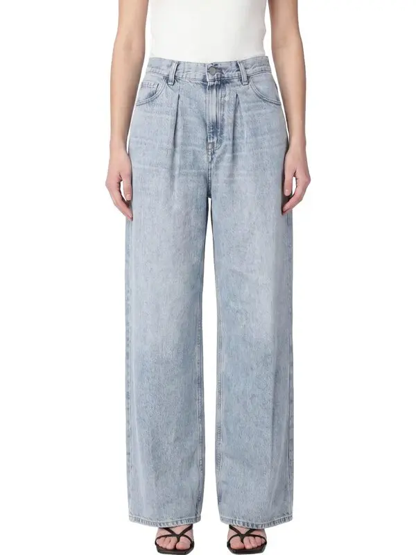 HAIKURE Pleated Wide Leg Jeans - Denim