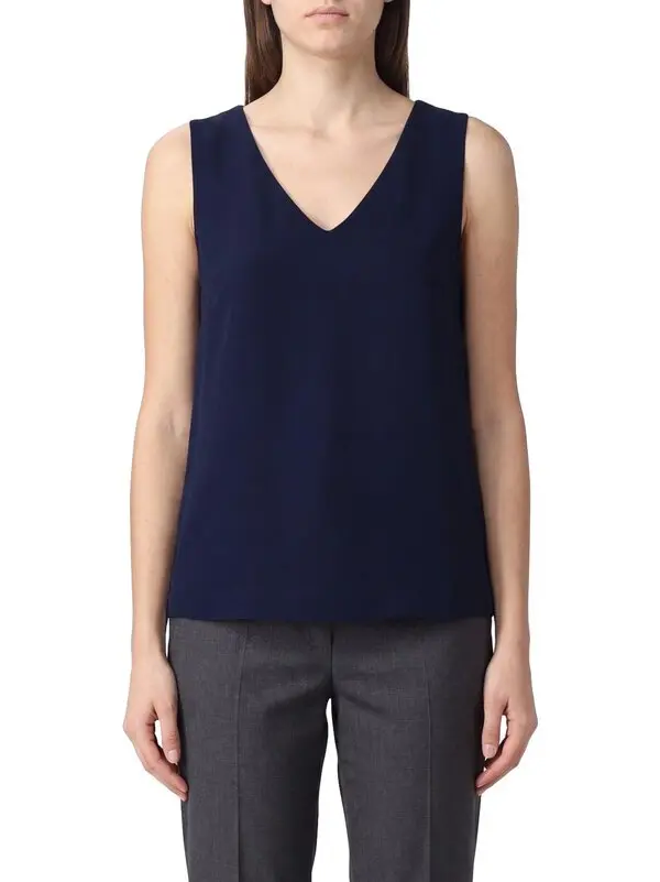 Herno Sleeveless V-neck Viscose Top - Blue
