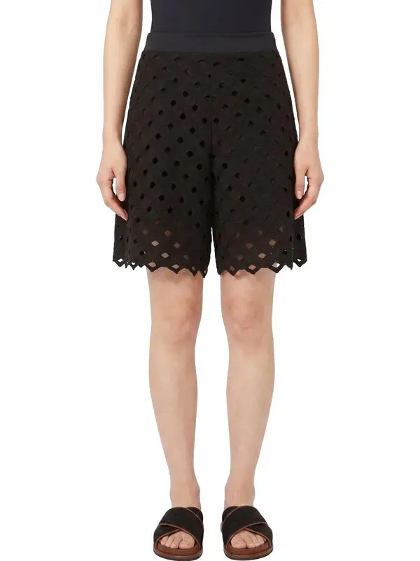 Max Mara High-waisted Perforated Cotton-blend Shorts - Black