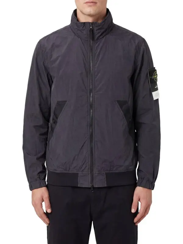 Stone Island Crinkle Recycled Nylon Bomber Jacket - Blue