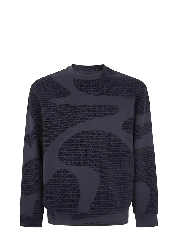 Emporio Armani All-over Logo Sweatshirt - Black