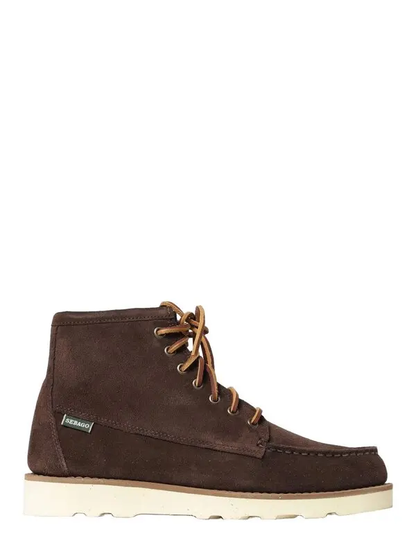 SEBAGO Suede Lace-up Ankle Boots With Moc Toe - Brown