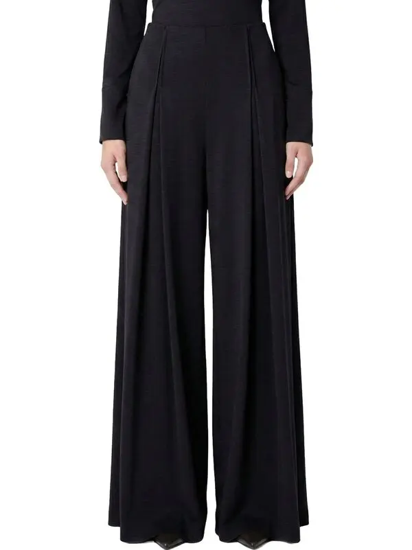 Max Mara Wide Leg Pleated Trousers - Black
