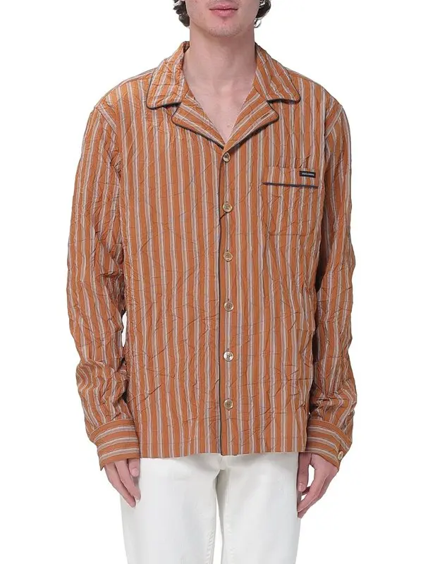 Dolce & Gabbana Striped Silk Blend Shirt - Brown