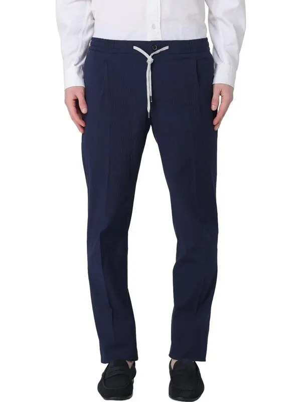 PT TORINO Cotton Drawstring Trousers - Blue