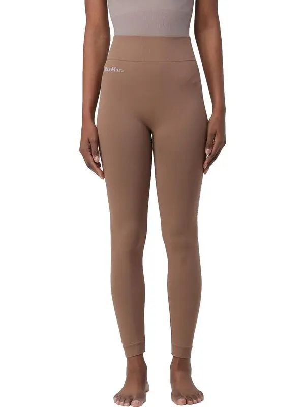 Max Mara Leggings With Logo Detail - Beige