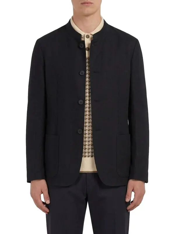 Giorgio Armani Wool Single Breasted Blazer - Navy