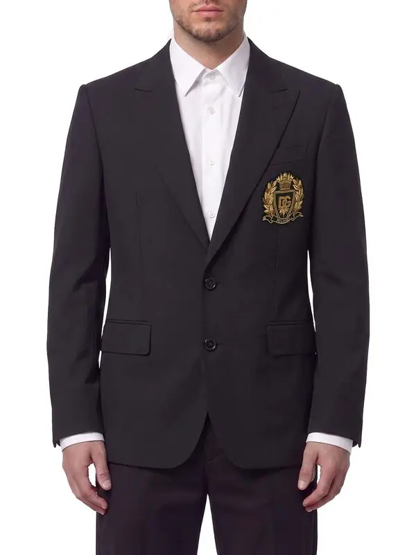 Dolce & Gabbana Single Breasted Virgin Wool Blazer - Black