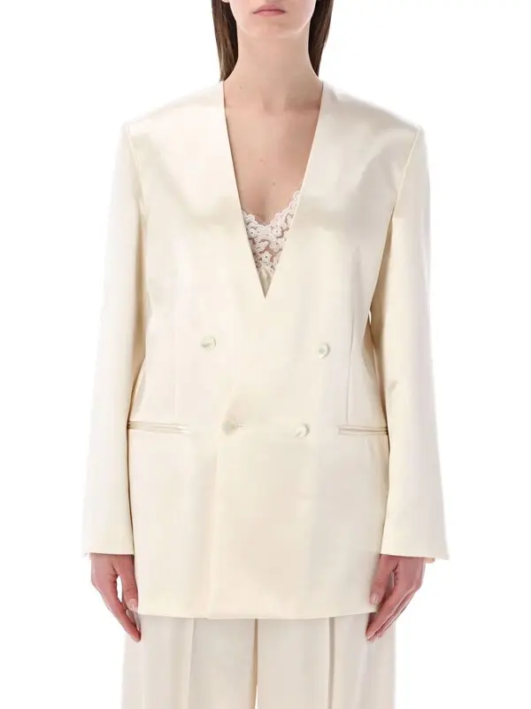 Alberta Ferretti Double Breasted Blazer - Ivory