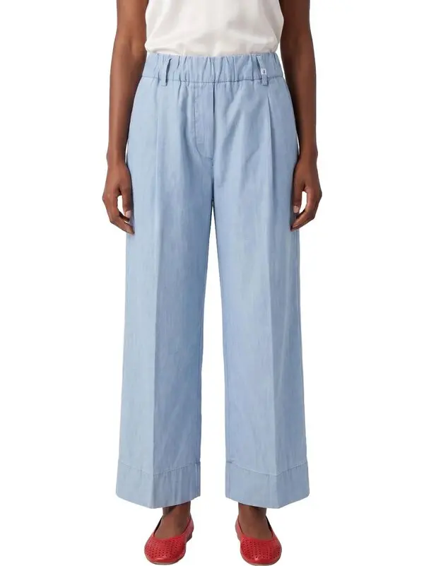 MYTHS Cotton Palazzo Trousers - Blue