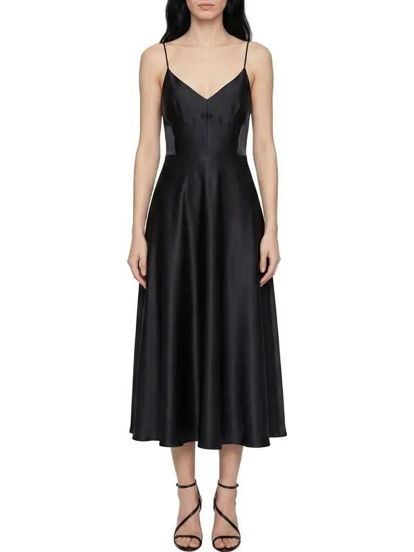 Alberta Ferretti Spaghetti Strap Midi Dress - Black