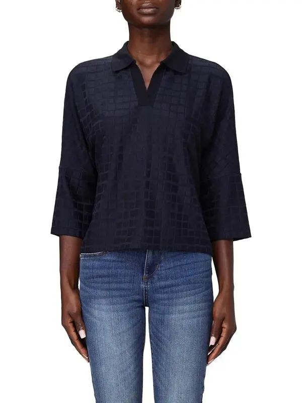 Emporio Armani Textured Jersey Polo Shirt - Blue