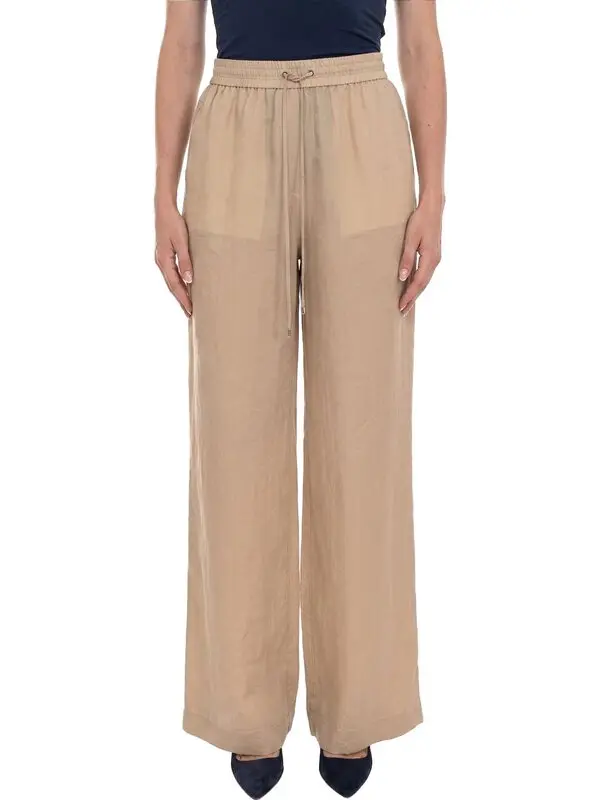 BOSS Wide-leg Trousers In Lyocell - Beige