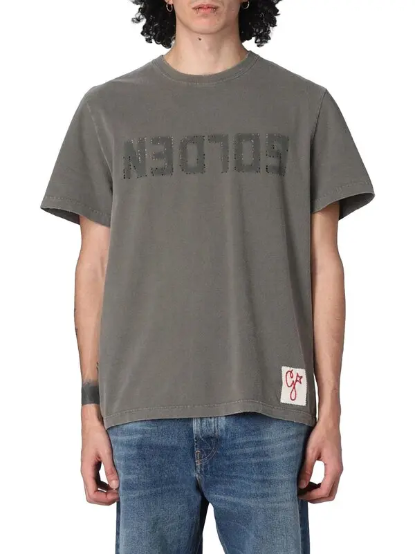 GOLDEN GOOSE Tone-on-tone Logo Crew-neck Cotton T-shirt - Green