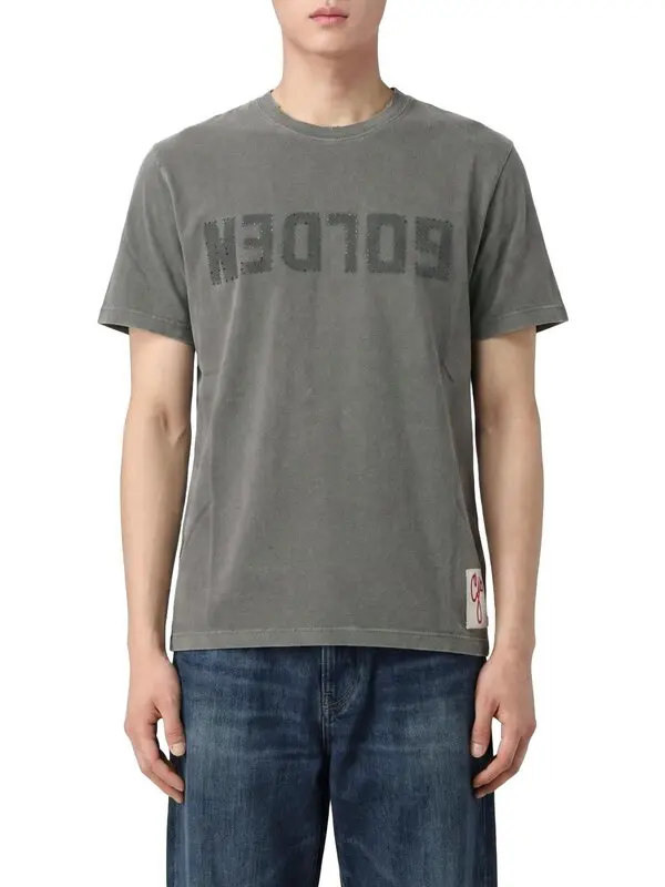 GOLDEN GOOSE Tone-on-tone Logo Crew-neck Cotton T-shirt - Grey
