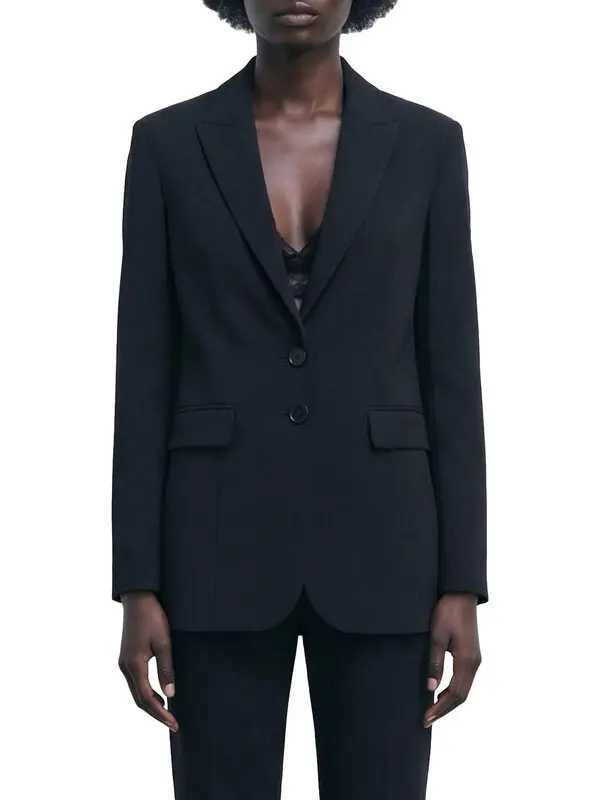 Patrizia Pepe Single-breasted Stretch Crêpe Blazer With Removable Jewel Brooch By - Black