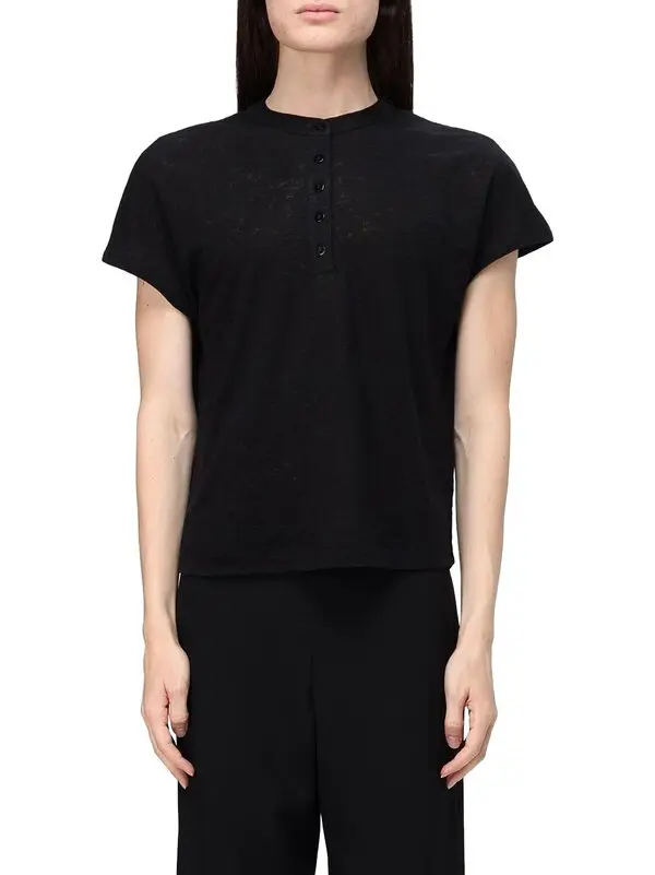 KANGRA Crewneck Short-sleeved T-shirt In Pure Linen - Black