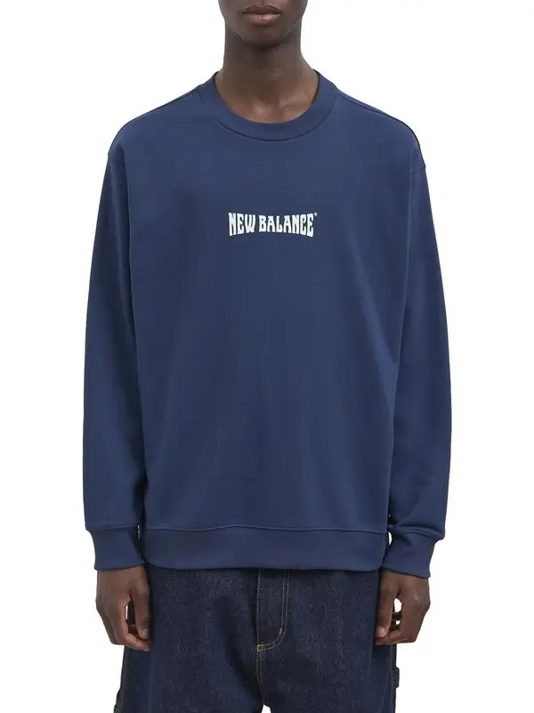 NEW BALANCE Cotton Crewneck Sweatshirt With Contrast Logo - Blue