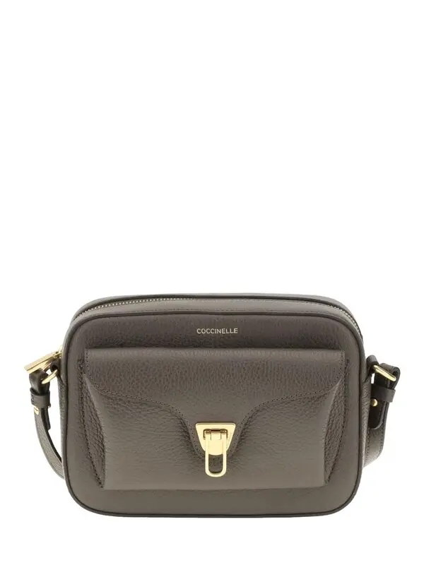 COCCINELLE Leather Crossbody Bag With Turn Lock - Mud
