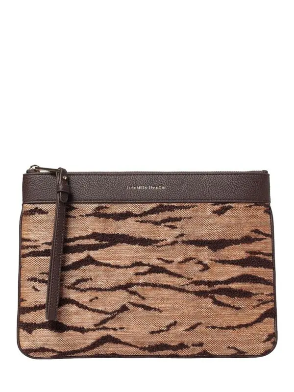 Elisabetta Franchi Animalier Patterned Pouch - Camel