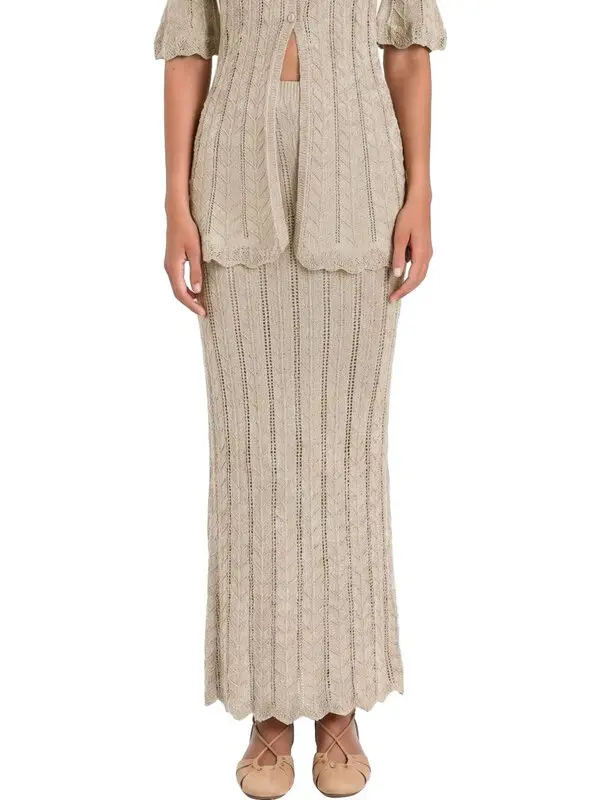 TWINSET Viscose Knit Midi Skirt - Silver