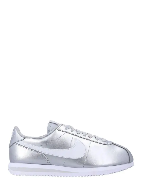 Nike Cortez Laminated Leather Sneakers - Silver
