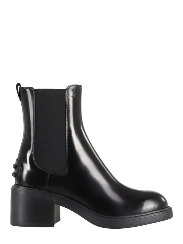 TOD'S Timeless Brushed Leather Chelsea Boots With Medium Heel - Black