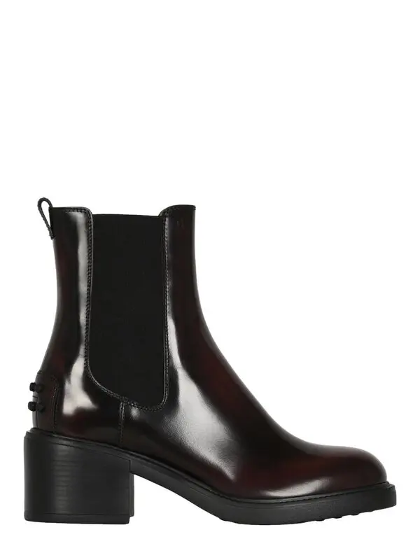 TOD'S Timeless Brushed Leather Chelsea Boots With Medium Heel - Brown