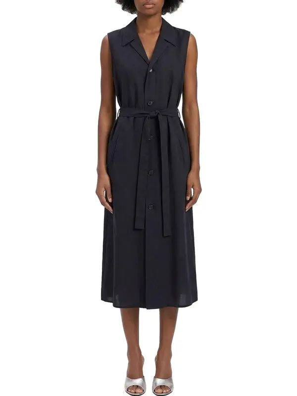 Y’s Cellulose Midi Shirt Dress - Black