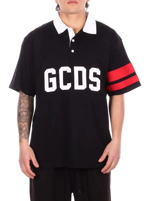 Gcds Cotton Polo Shirt With Logo - Black