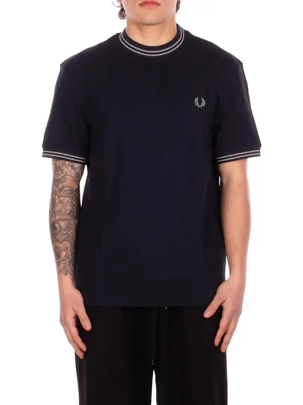Fred Perry Cotton T-shirt With Logo - Blue
