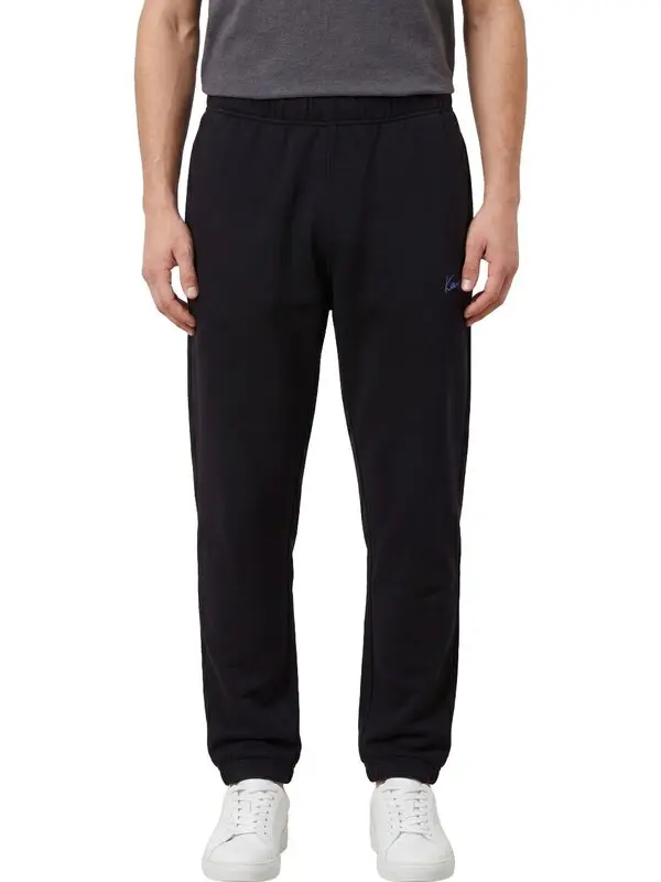 Kenzo Single Knee Wide Leg Cotton Jogging Pants With Logo - Black