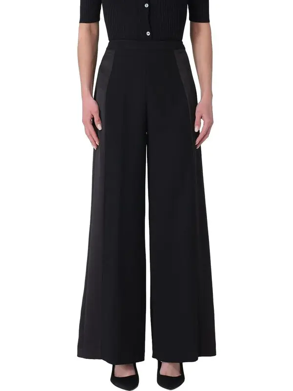 H COUTURE Crêpe Wide-leg Trousers - Black