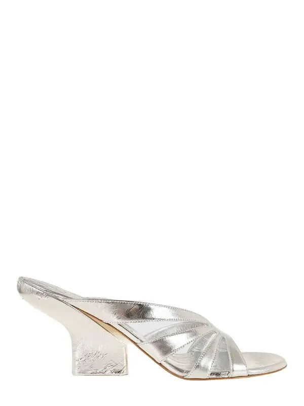 Dries Van Noten Laminated Leather Mules - Silver
