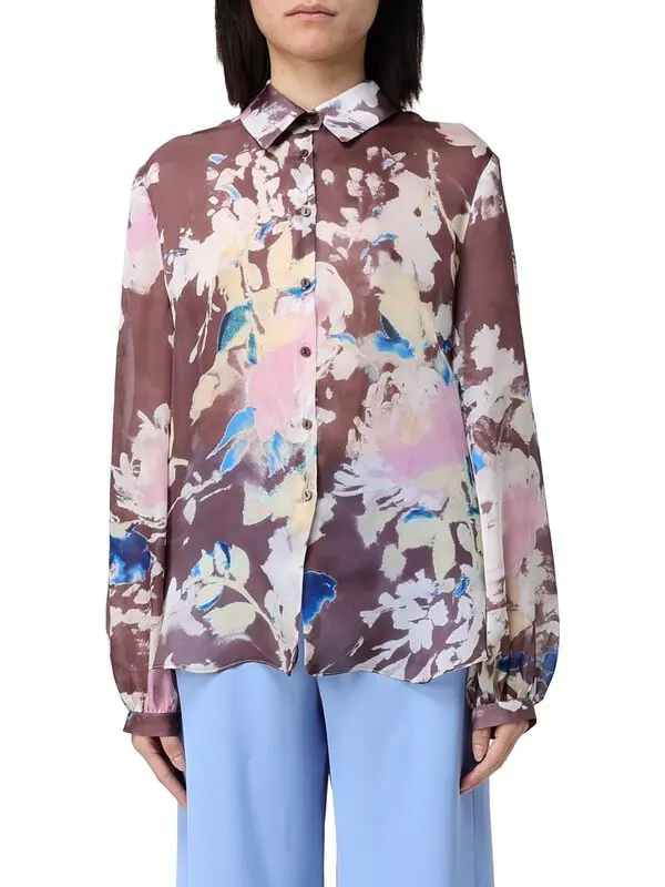 HANITA Printed Recycled Fabric Shirt - Ebony