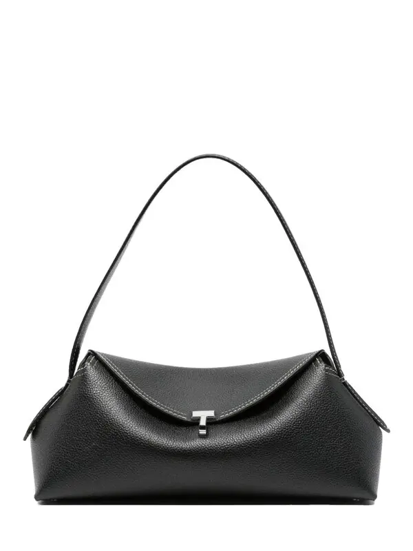 TOTEME T-lock Flared Leather Shoulder Bag With Signature Turn-lock Closure - Black