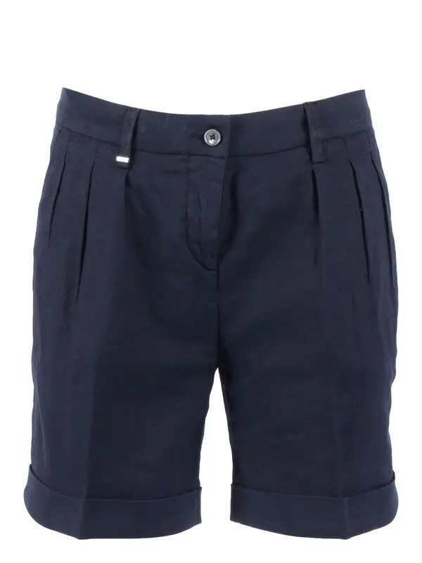 FAY Stretch Linen And Cotton Shorts - Blue