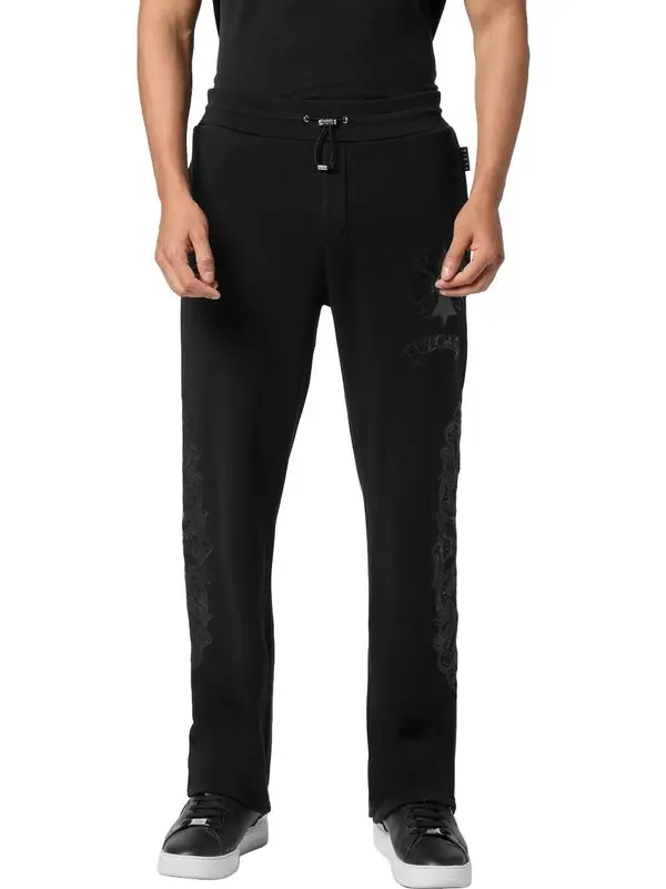 Philipp Plein Cotton Jogging Trousers With Embroidery - Black