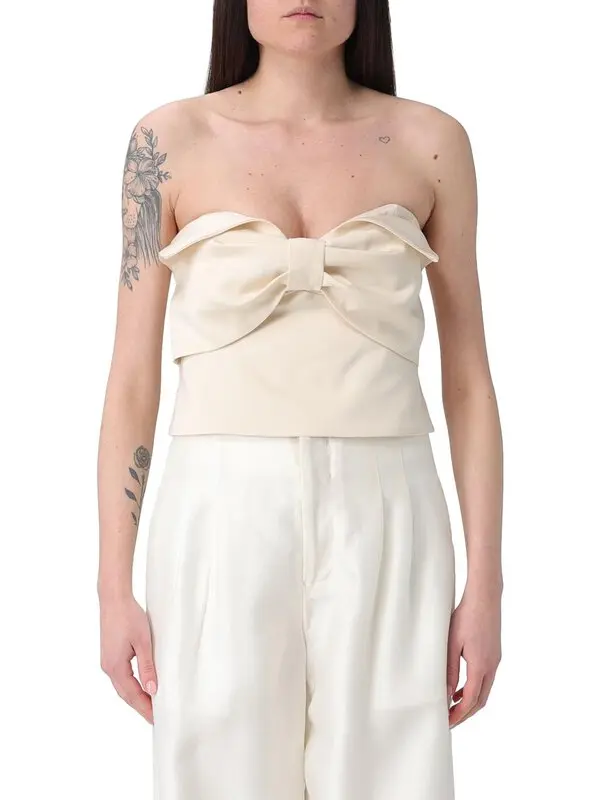 H COUTURE Viscose Blend Off-the-shoulder Cropped Top - Ivory