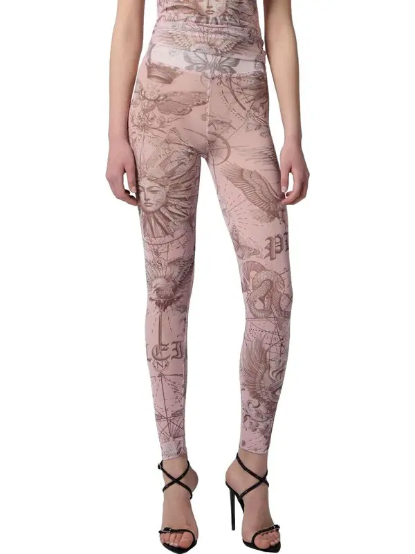 Philipp Plein Printed Tulle Leggings - Fuchsia