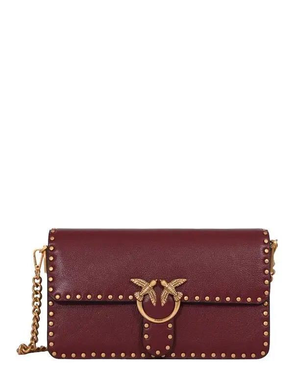 Pinko Love Bag Slouchy Studded Leather Crossbody Bag - Red