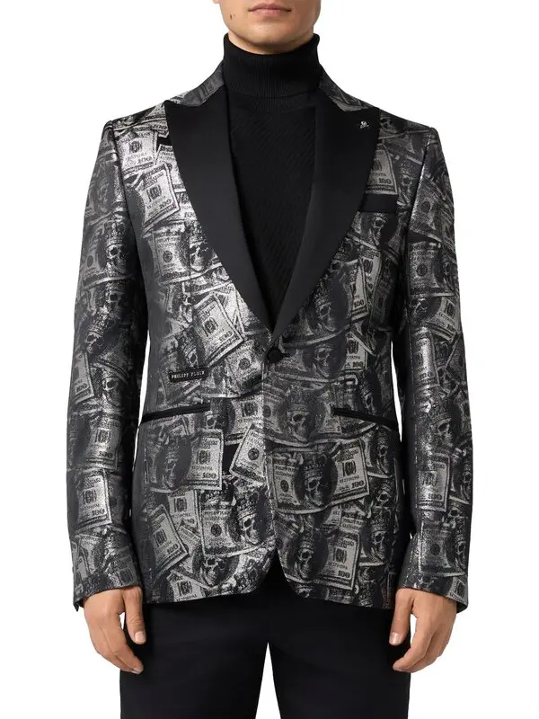 Philipp Plein Printed Blazer - Black
