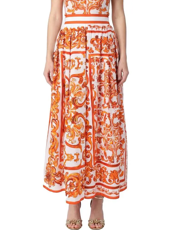 Dolce & Gabbana High-waisted A-line Midi Skirt With Maioliche Print - Multicolor